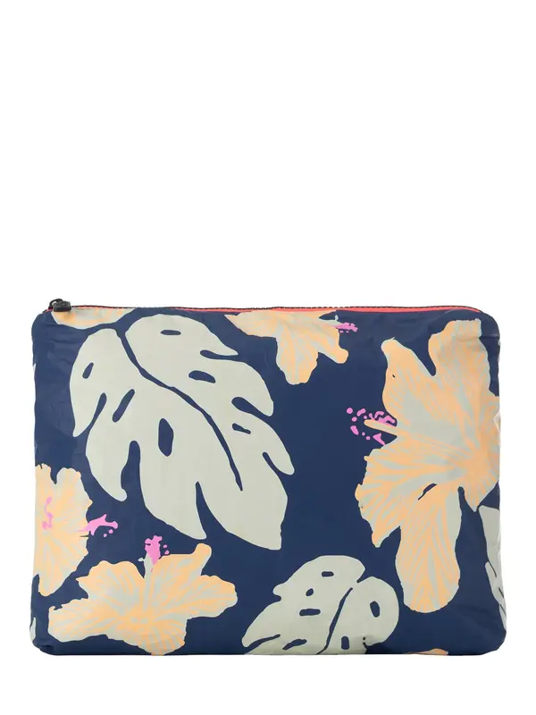 ALOHA COLLECTION Water-resistant Zip Pouch - Neon Moon On Navy