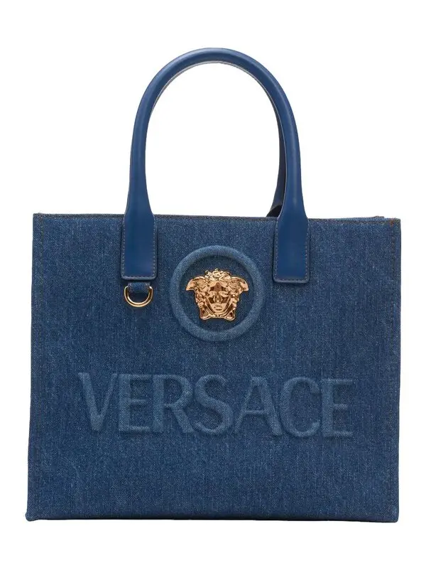 Versace La Medusa Denim Tote - Navy/versace Gold