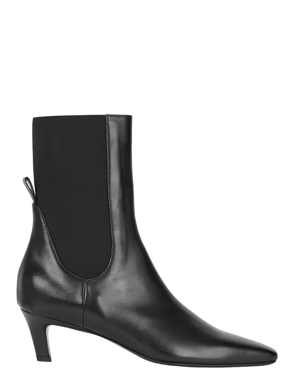 TOTEME Leather Ankle Boots - Black