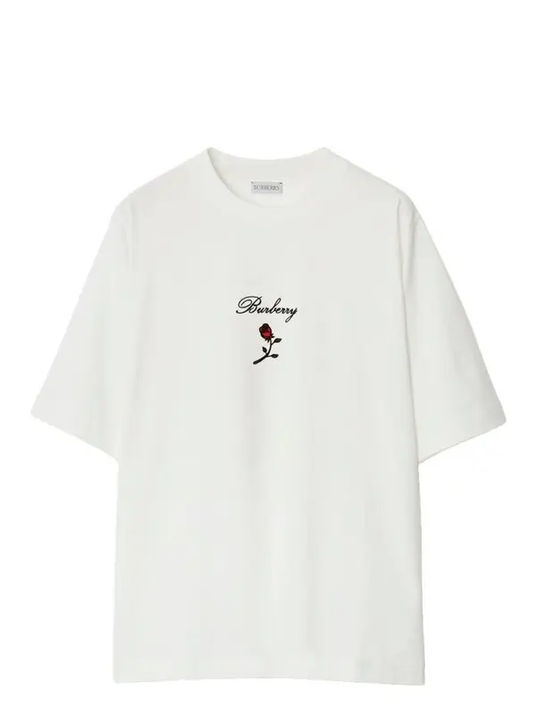Burberry Rose Motif Cotton T-shirt - Rain