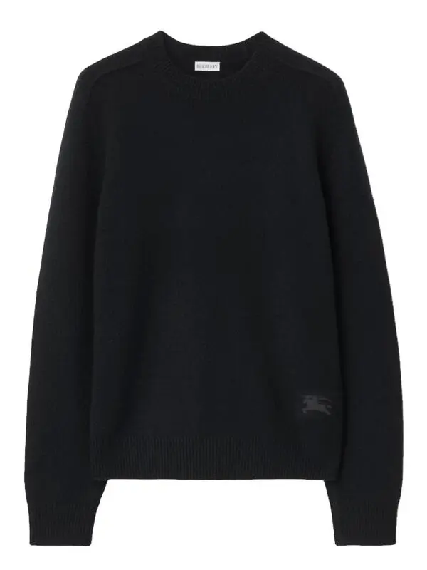 Burberry Cashmere Crew Neck Sweater With Equestrian Knight Design - Black