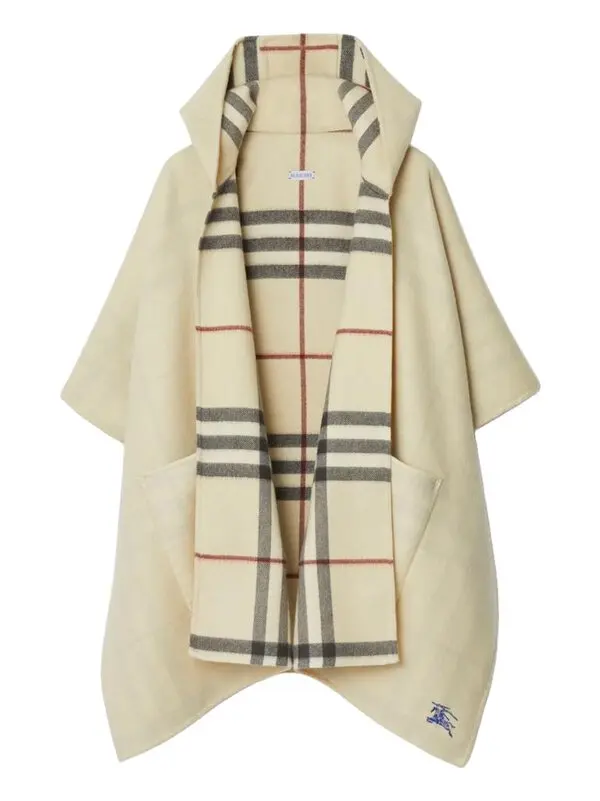 Burberry Ekd Cashmere Hooded Cape - Beige