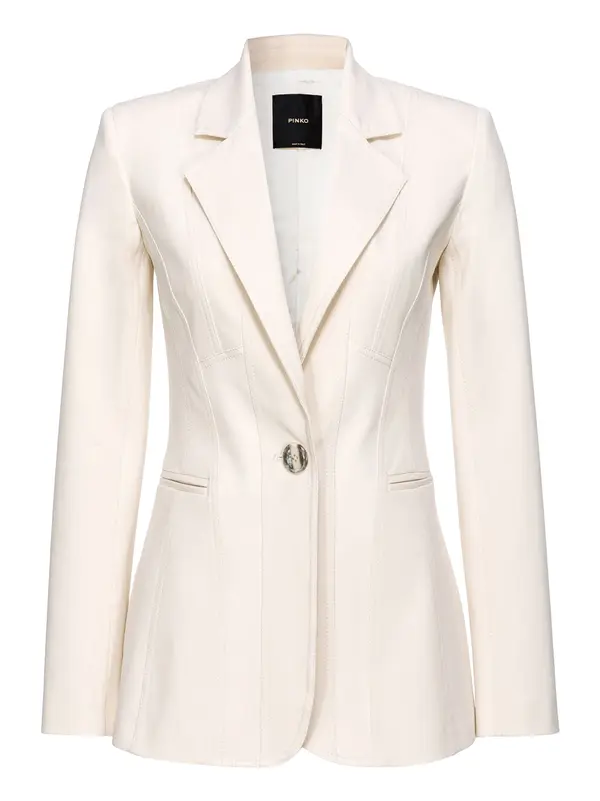 Pinko Single-breasted Cotton Blazer - White