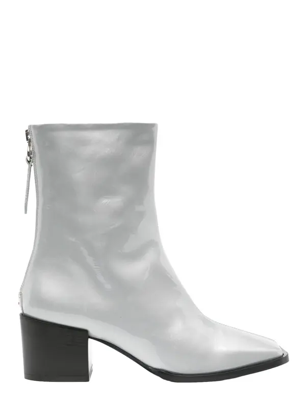AeydĒ Amina Patent Leather Ankle Boots - Grey
