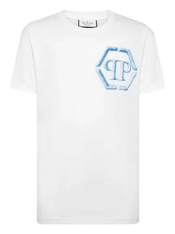 Philipp Plein Ss Hexagon-print Cotton T-shirt - White