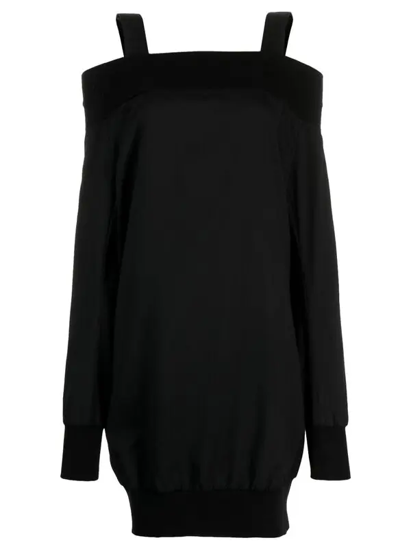 Yohji Yamamoto Long-sleeved Wool Dress - Black