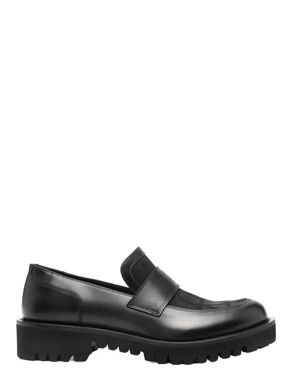 Valentino Garavani Toile Iconographe Leather Loafers - Black