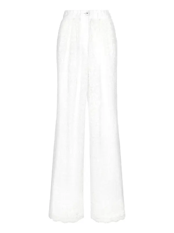 Dolce & Gabbana Floral-lace Palazzo Pants - White