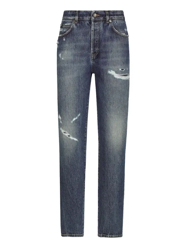 Dolce & Gabbana Ripped Boyfriend Jeans - Blue