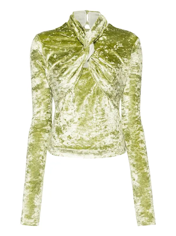 Nanushka Iride Velvet Top - Green