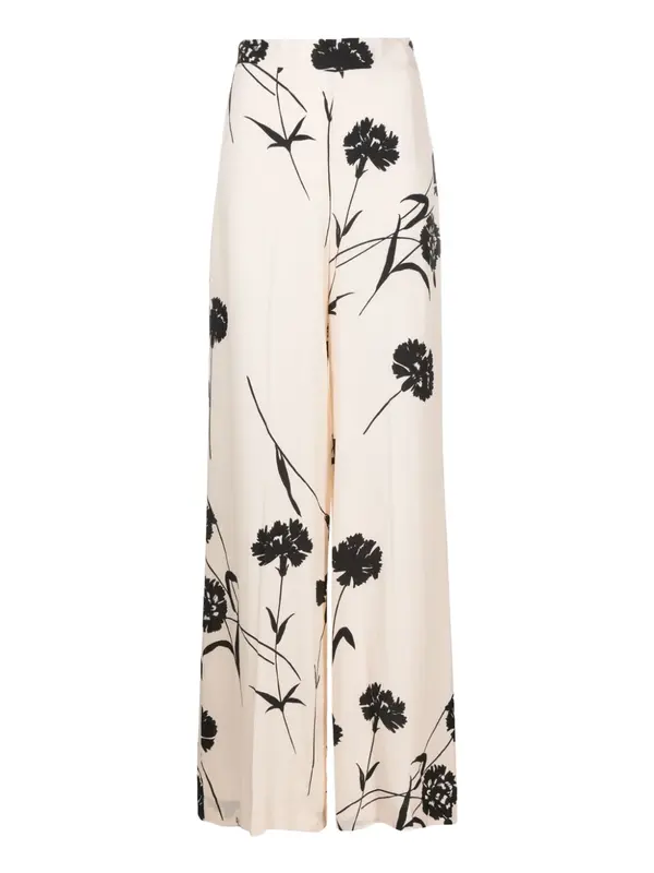 TWINSET Floral-print Wide-leg Trousers - Neutrals