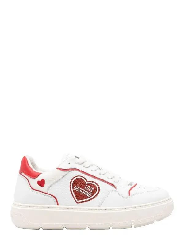 Moschino Logo-patch Leather Sneakers - White