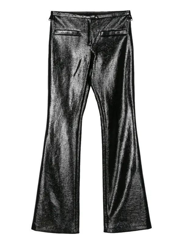COURREGES Snaps Vinyl Flared Trousers - Black