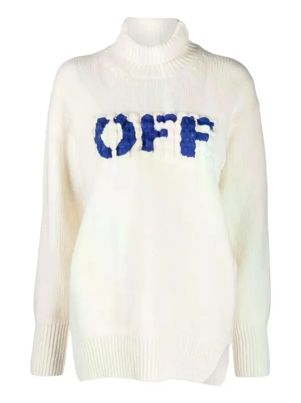 Off-White Logo-appliqué Wool Jumper - White