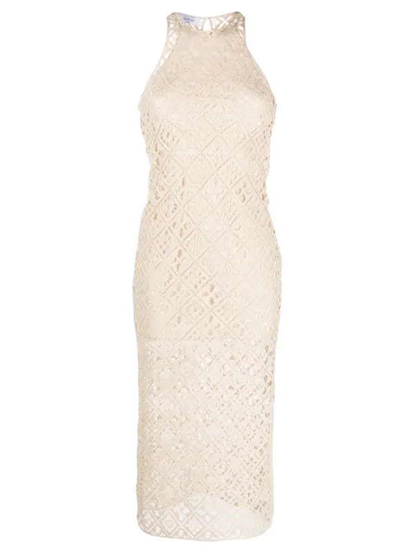 Off-White Arrows Crochet Midi Dress - Neutrals