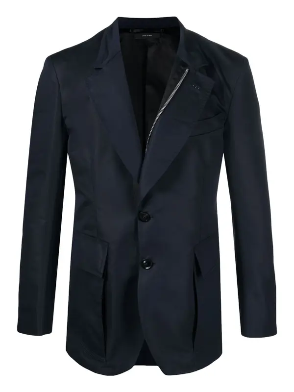 TOM FORD Zipped-up Single-breasted Blazer - Blue