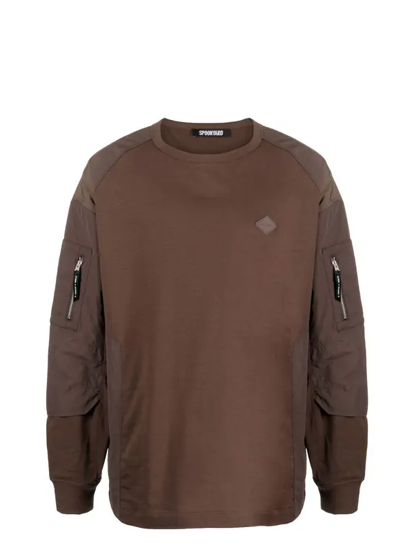 SPOONYARD Crew-neck Cotton Sweatshirt - Brown