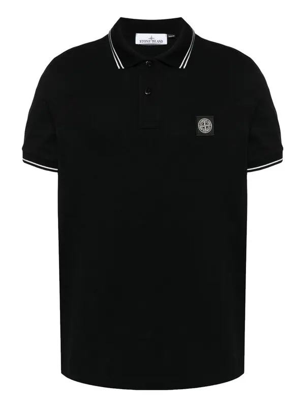 Stone Island Logo-patch Polo Shirt - Black