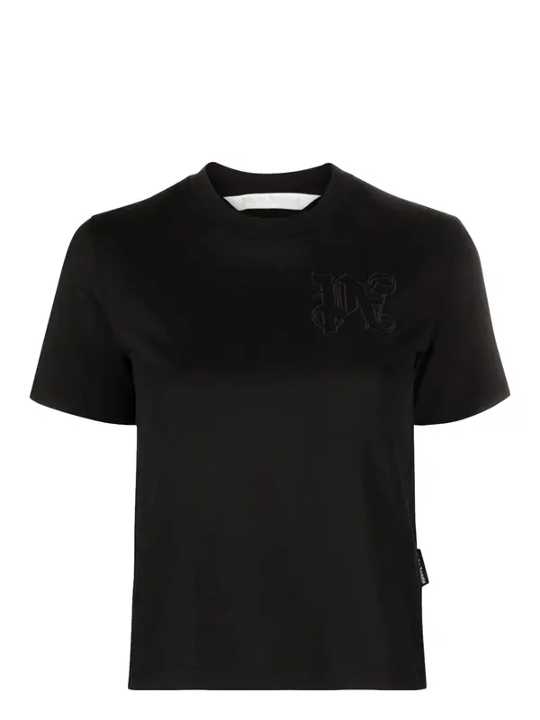 Palm Angels Logo-embroidered T-shirt - Black