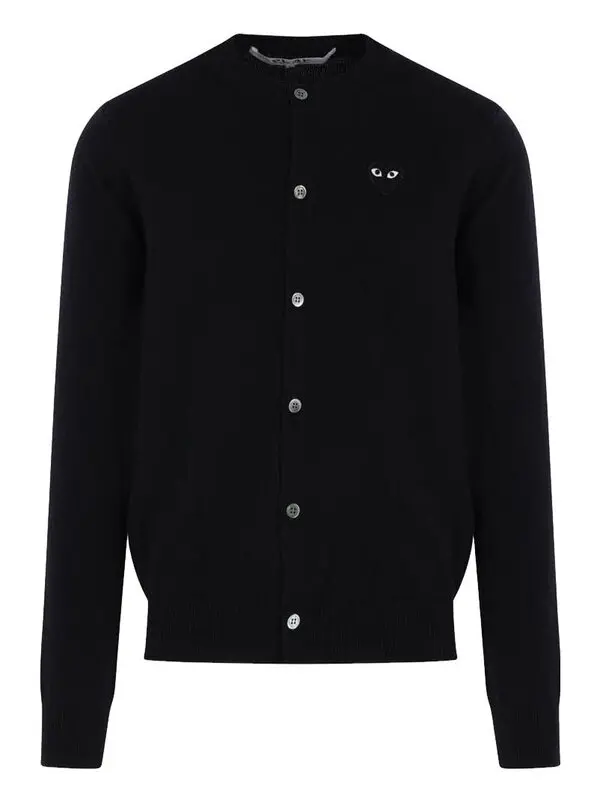 Play Comme Des Garcon Wool Knit Cardigan - Black