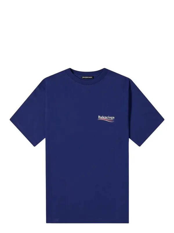 Balenciaga Logo Print T-shirt 'pacific /white - Blue