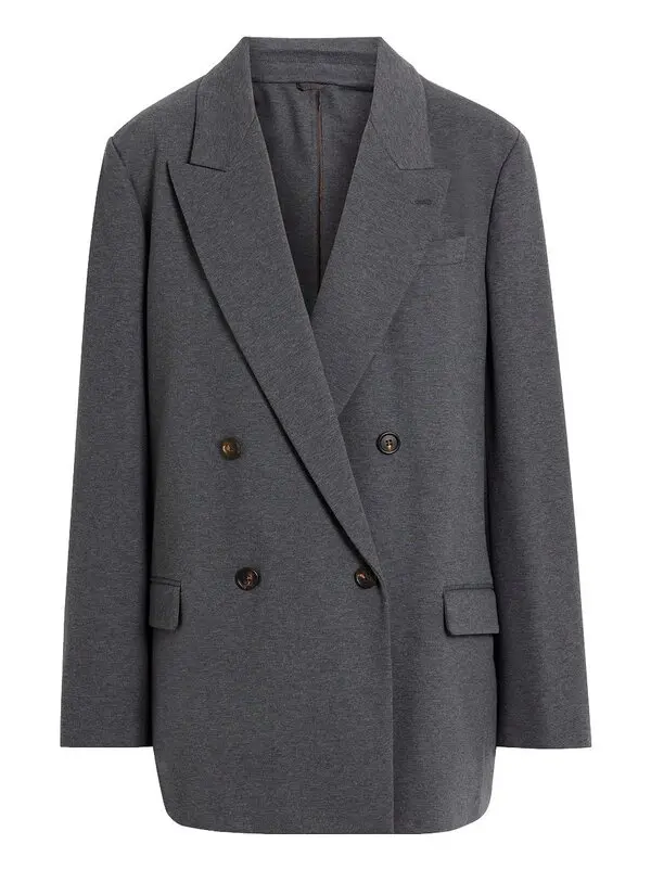 Brunello Cucinelli Double-breasted Jersey Blazer - Gray