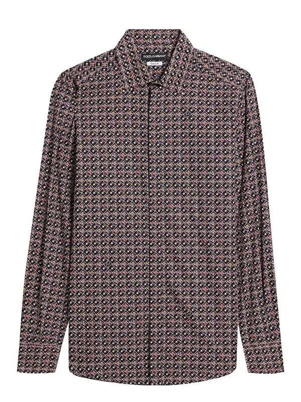 Dolce & Gabbana Slimfit Printed Cottonpoplin Shirt - Black