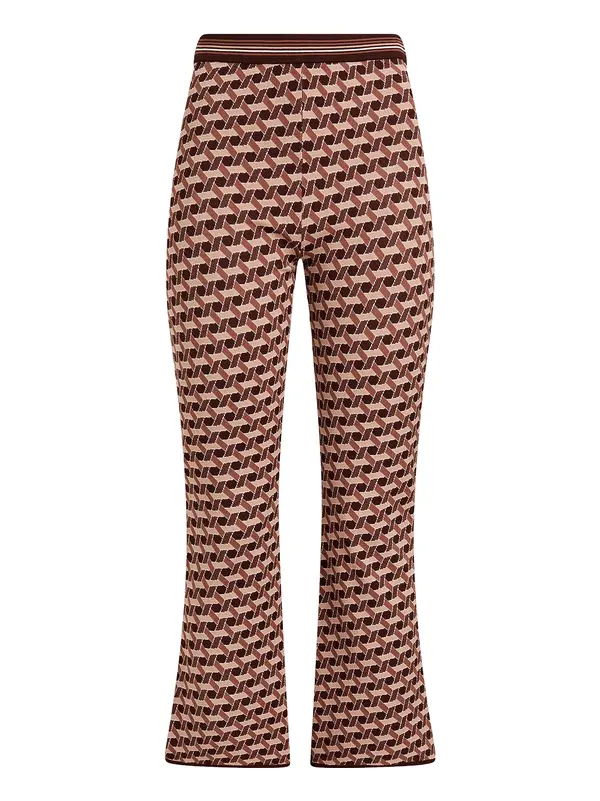 Diane Von Furstenberg Juno Cropped Jacquard-knit Flared Pants - Brown