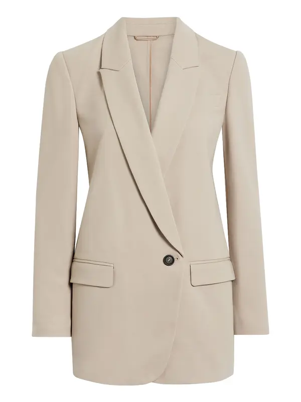 Brunello Cucinelli Bead-embellished Cotton-blend Jersey Blazer - Beige