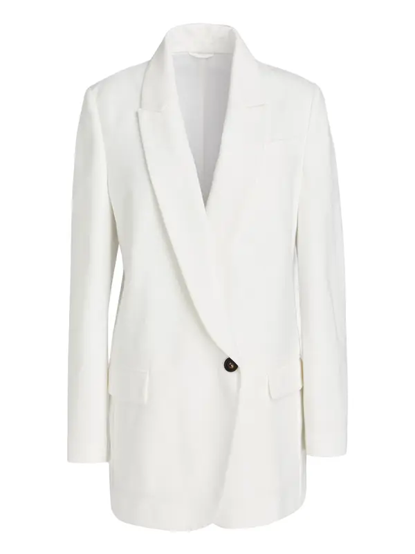 Brunello Cucinelli Bead-embellished Cotton-blend Jersey Blazer - Ivory