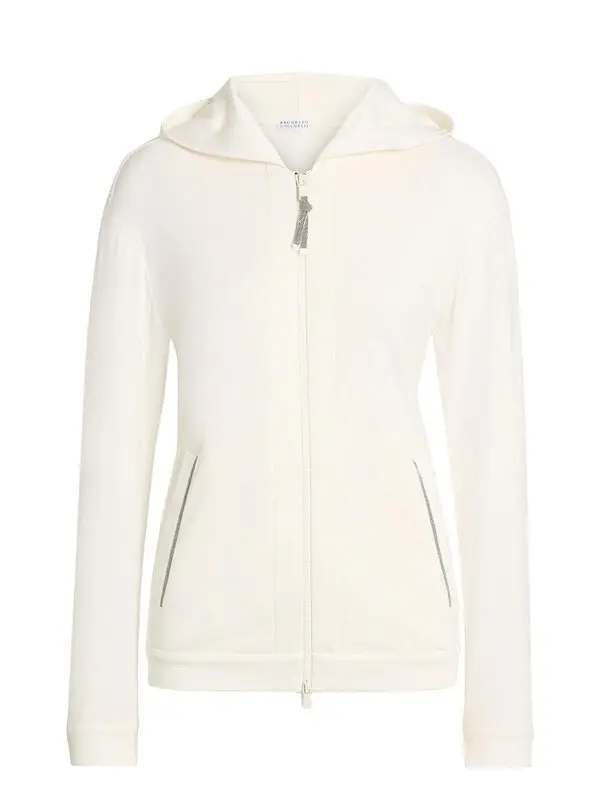 Brunello Cucinelli Cotton-blend Jersey Hoodie - Ivory