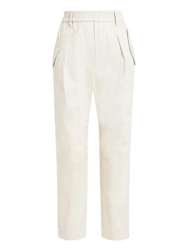 Brunello Cucinelli Pleated Tapered Cotton-blend Twill Pants - Cream