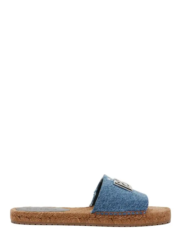 Dolce & Gabbana Dg Medallion Denim Espadrille Sandals - Blue