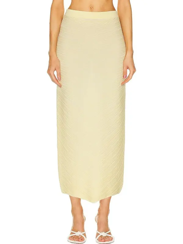 Bottega Veneta Cotton Moving Rib Skirt - Pineapple Chalk