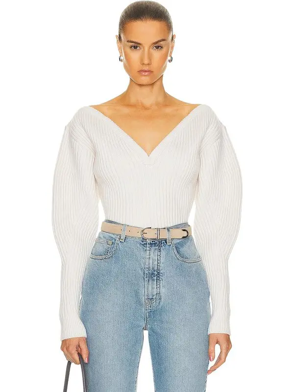 Alaïa Ribbed Sweater - Blanc Casse