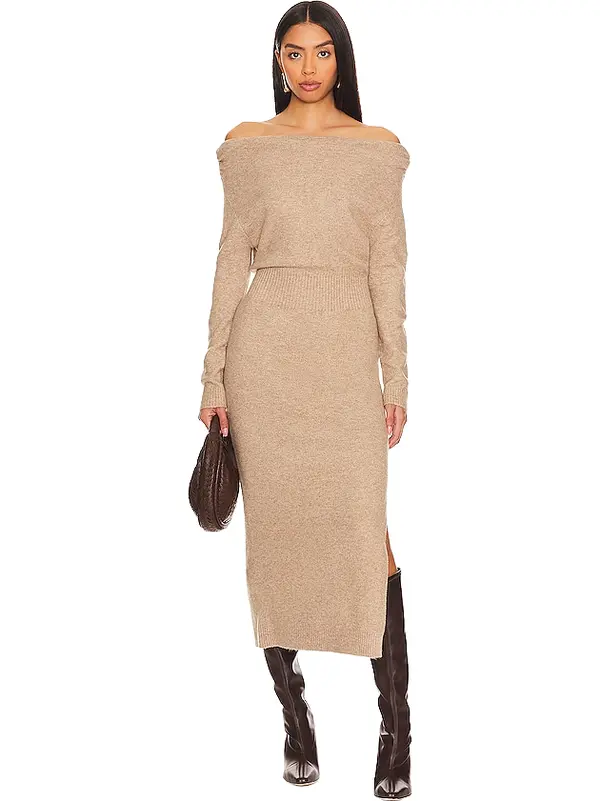 Astr The Label Cora Sweater Dress - Taupe