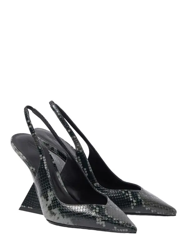 Attico Cheope 105 Leather Slingback Pumps - Black