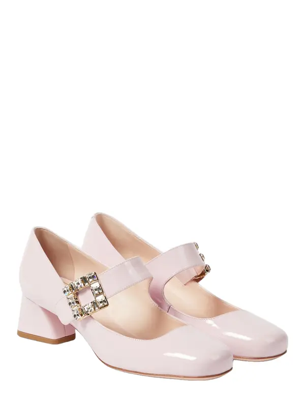 ROGER VIVIER Très Vivier Strass Babies 45 Leather Pumps - Pink