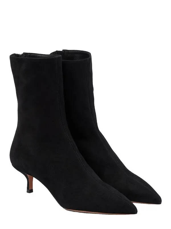 AQUAZZURA Suede Ankle Boots - Black