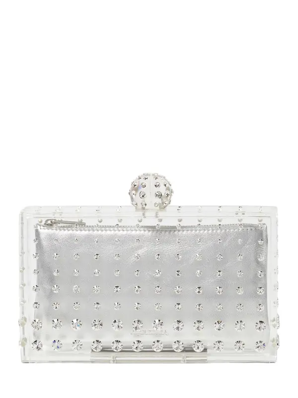 AQUAZZURA Tequila Crystal-embellished Clutch - Silver
