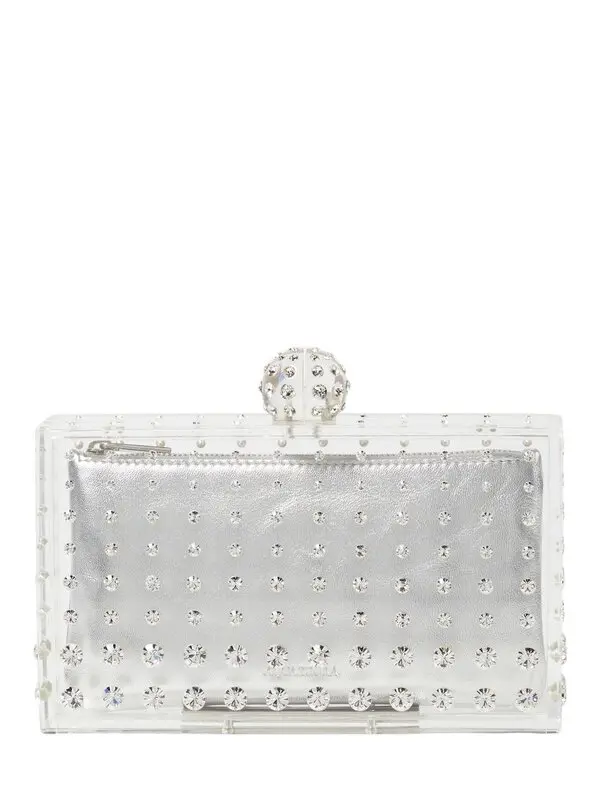 AQUAZZURA Tequila Crystal-embellished Clutch - Silver