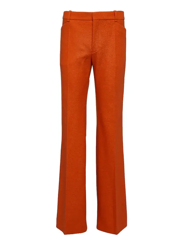 Chloé Felted Wool And Cashmere Jersey Flared Pants - Orange