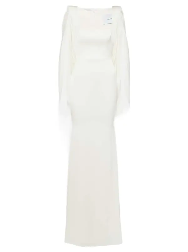 Alex Perry Bridal Portrait Cape-detail Gown - White
