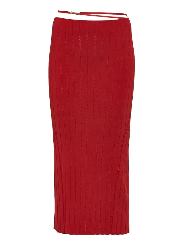 Jacquemus La Jupe Pralu Knitted Midi Skirt - Red