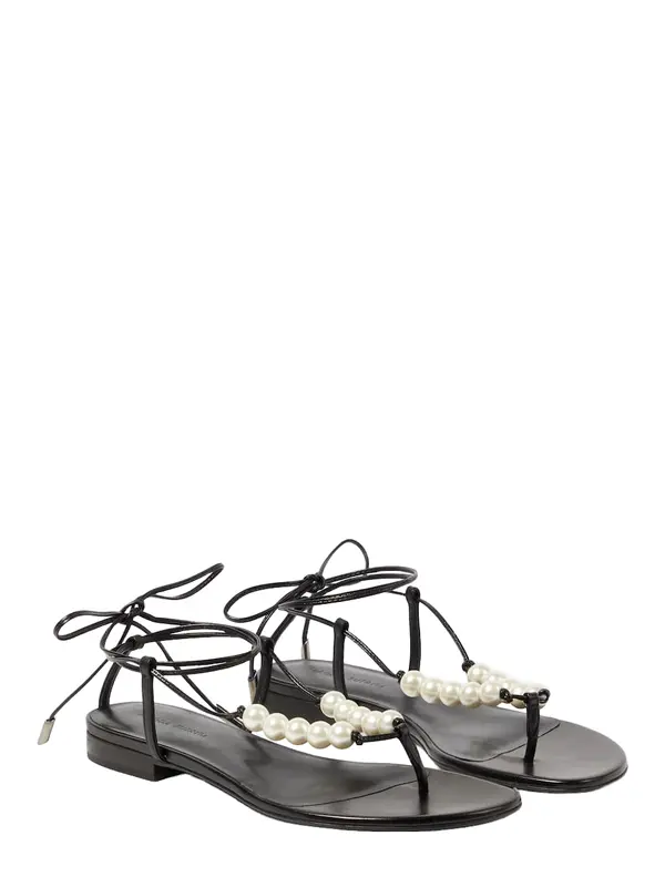 Magda Butrym Faux Pearl Leather Sandals - Black