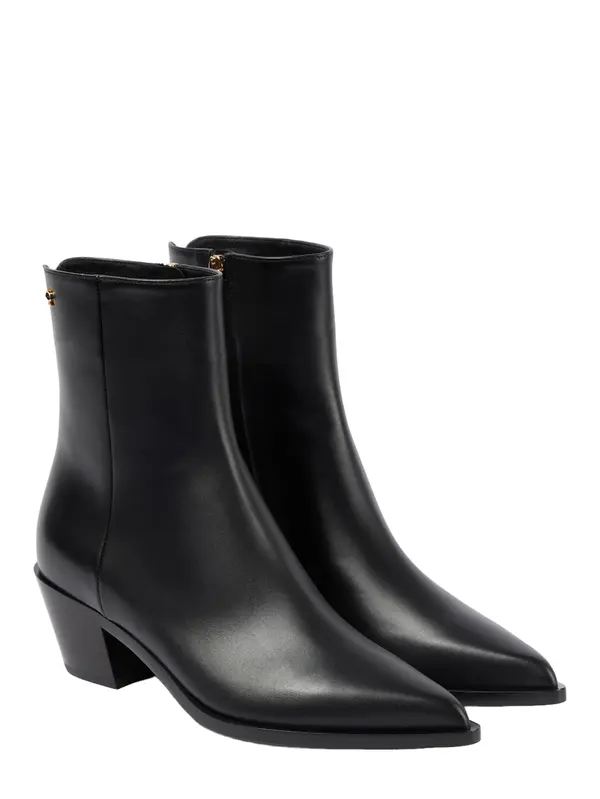 GIANVITO ROSSI Kinney Leather Ankle Boots - Black