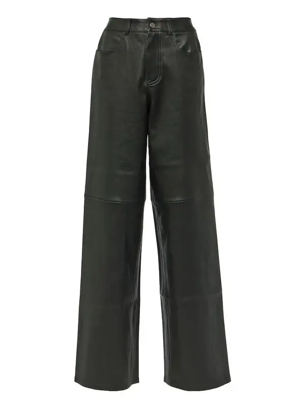 Stouls High-rise Wide-leg Leather Pants - Black