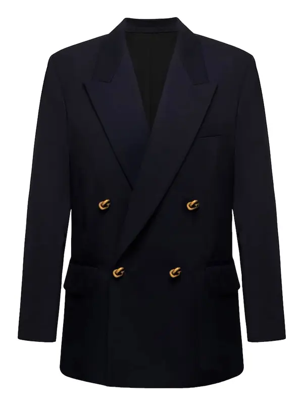 Bottega Veneta Double-breasted Wool Blazer - Blue