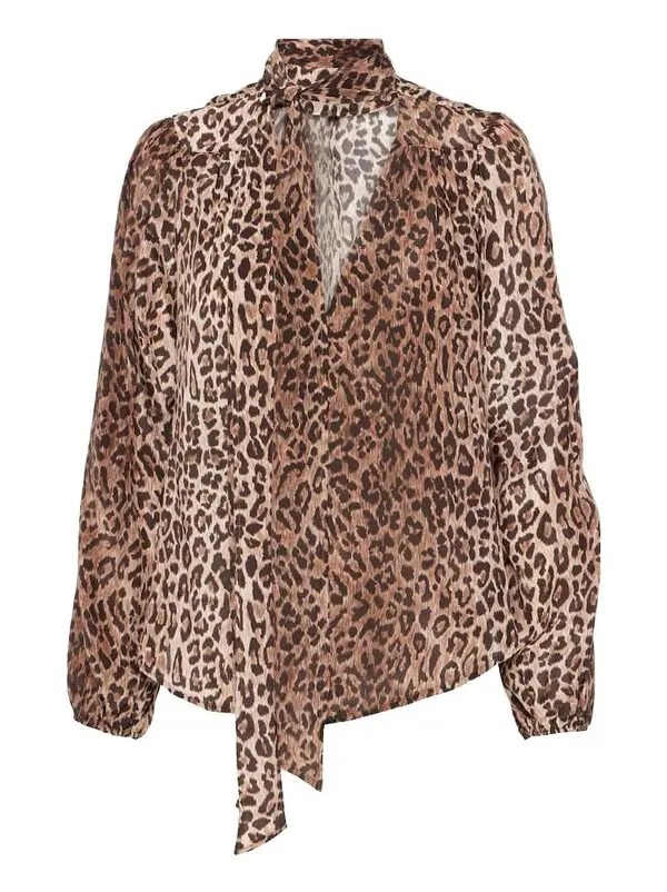 Rixo Moss Leopard-print Silk Blouse - Multicoloured