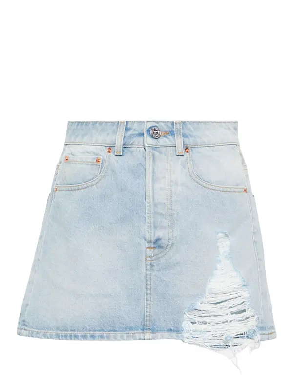 Vetements Distressed Denim Miniskirt - Blue
